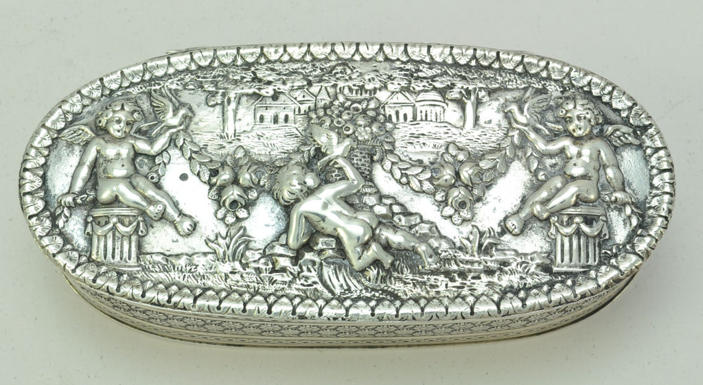 Antique French Silver Flying Cupids with Doves Snuff Box 19th Century ...