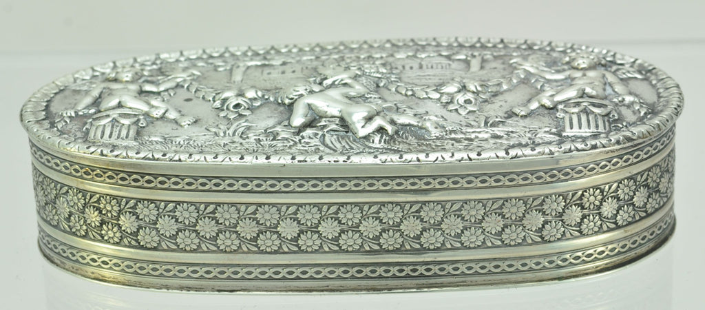 Antique French Silver Flying Cupids with Doves Snuff Box 19th Century ...